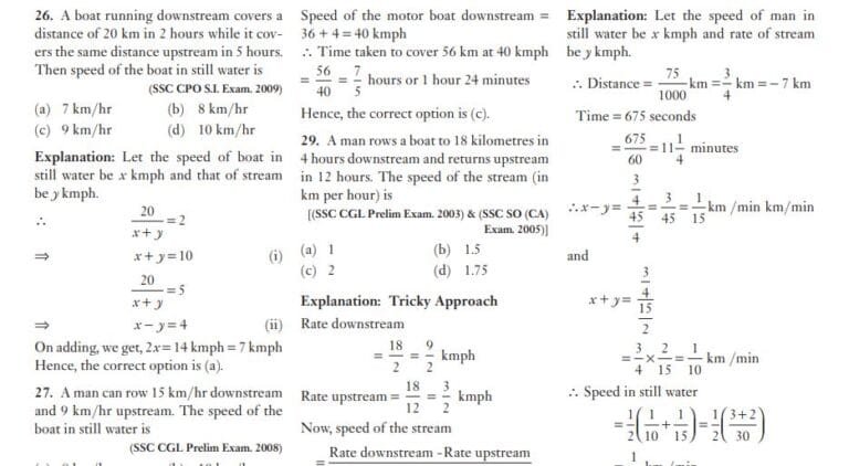 Boat and Stream Questions PDF Download - SSC STUDY